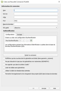 QGIS : connexion à une base de données PostgreSQL / PostGIS