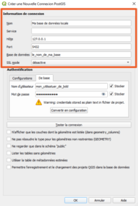 QGIS : connexion à une base de données PostgreSQL / PostGIS