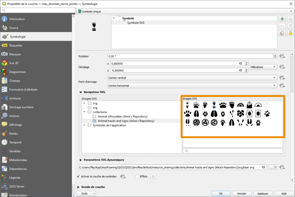 Symboles naturalistes pour cartographies QGIS - utilisation facile