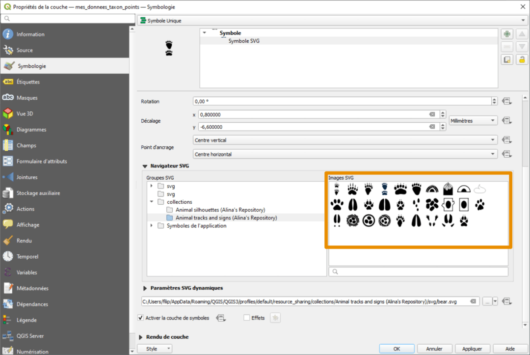 Symboles naturalistes pour cartographies QGIS - utilisation facile