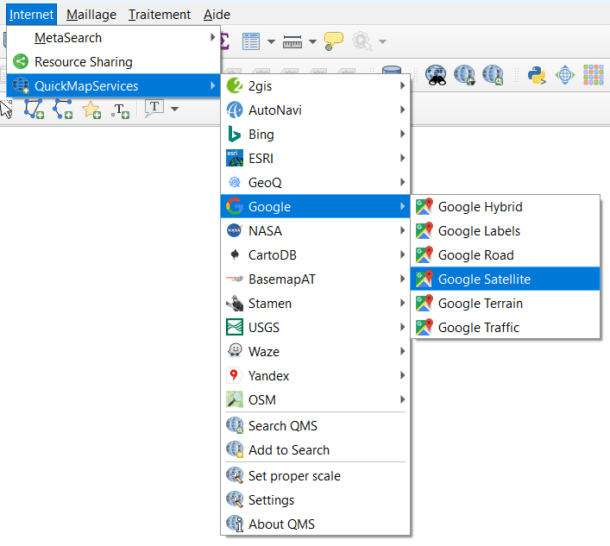 Fonds de carte gratuits dans QGIS avec QuickMapServices
